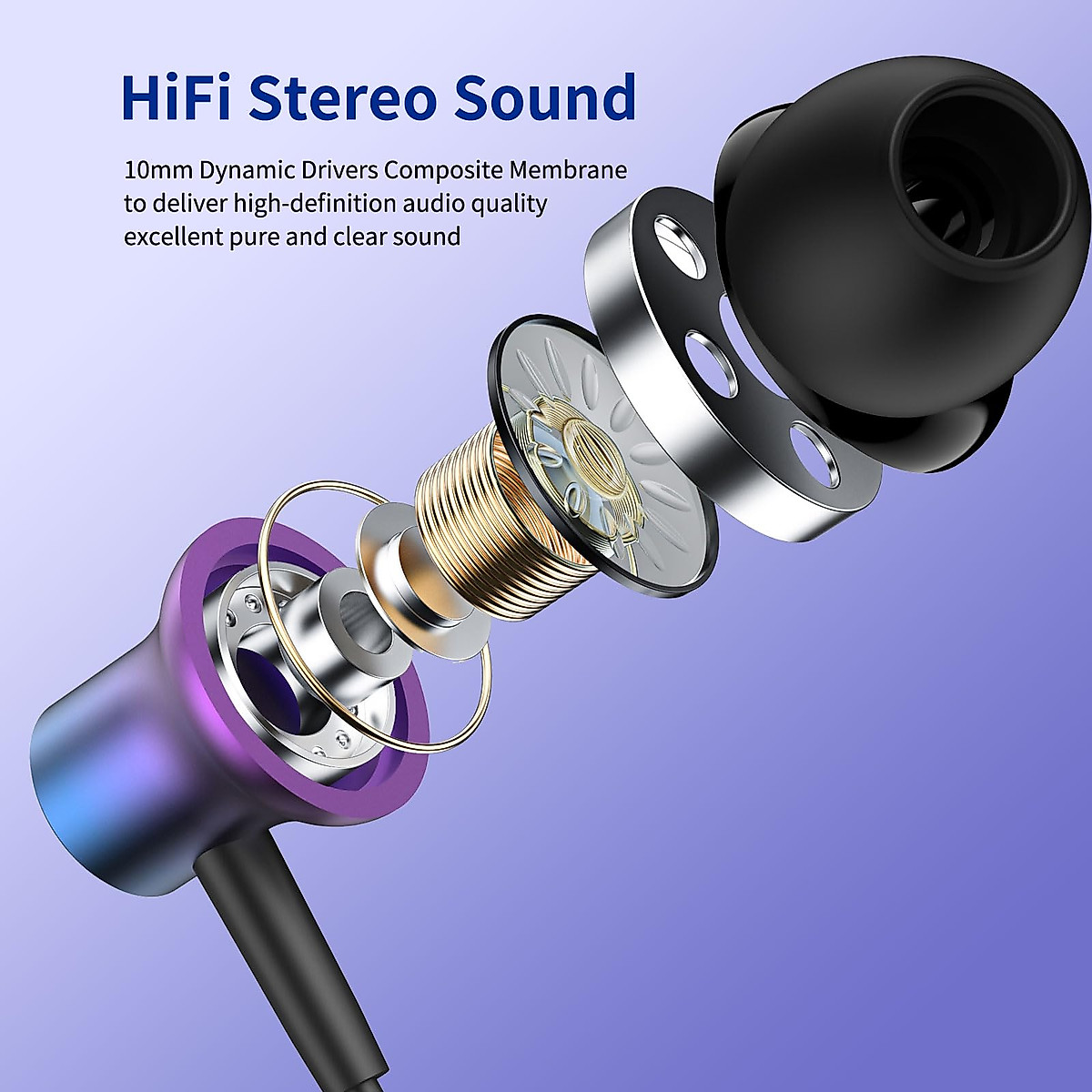 COOYA 3.5mm Headphones for Samsung A15 A03s A14 S10e Magnetic in-Ear Wired Earbuds with Mic for Moto G Stylus/Power/Play HiFi Stereo School Kids Earphones for iPad 9 8 Laptop Tablet PC Student Teens