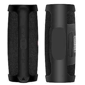 Silicone Case Cover for JBL Charge 4 Portable Waterproof Wireless Bluetooth Speaker, Travel Gel Soft Skin,Waterproof Rubber Carrying Pouch with Strap(Black)