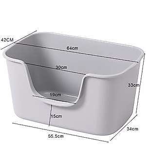 Smart Paws Extra Large Jumbo Cat Litter Box for Maine Coon Cats, Open Top High-Sided Anti-Splash Litter Pans, Durable XL Kitty Bathroom for Multi-Cat Households (Grey)