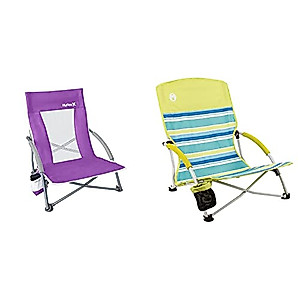 Hurley Low Sling Chair, One Size, Violet & Coleman Camping Chair | Lightweight Utopia Breeze Beach Chair | Outdoor Chair with Low Profile