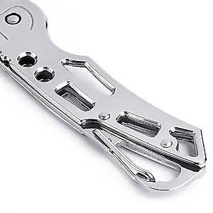 Gerderk 6 Pack Folding Pocket Knife, Pocket Knife with Chain, Only 2.5 in. Blade - EDC Knife for Camping Hiking Fishing for Men and Women (Silvery)