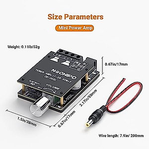NEOHIPO ZK-502L Bluetooth 5.0 Amplifier Board 2 Channels 50W x 2 Mini Receiver Wireless Stereo Audio Digital Amp Module for Home Passive Speakers