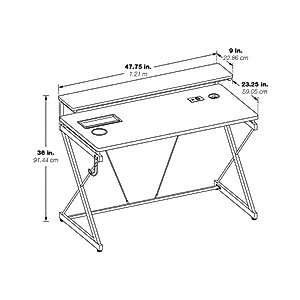 OSP Home Furnishings Emulator Battlestation Gaming Desk with RGB LED Lights, Black