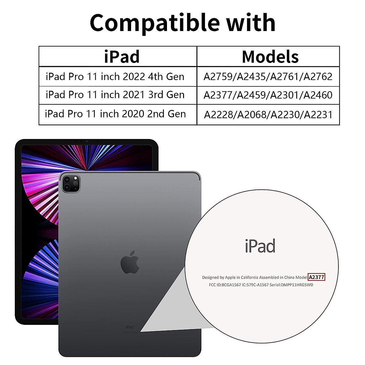 Wenlaty Compatible with iPad Pro 11 Inch Case 4th/3rd/2nd Generation with Pencil Holder, for iPad 11 Pro Case 2022/2021/2020, Slim Protective Cover with Soft TPU Back, Auto Wake/Sleep, CamouflageBlue