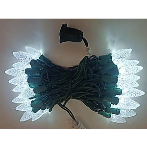 FY LTD Strawberry 18 ft 2pcs*LED50 Cool White Christmas Light String C6 Lighting Christmas Tree Decoration Court Garden Decoration Party Indoor and Outdoor Decoration (2, Cool White)