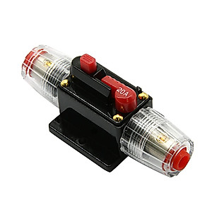 20Amp Circuit Breaker,Car Protect for Car Audio Amps Overload Protection Fuse 12V-24VDC Resettable (20A)