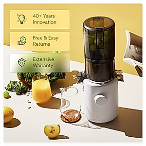 Hurom H310A Renewed Personal, Self Feeding Slow Masticating Juicer - Charcoal Gray | Easy-Clean, Max Yield, Quiet Motor - Hopper Fits Whole Produce - BPA Free
