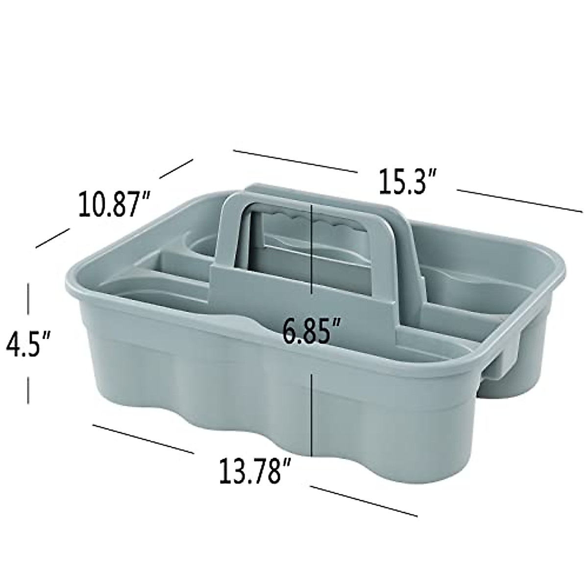Minekkyes 4-Pack Plastic Caddies with Portable Handle, Supply Caddy Basket for Storage Cleaning Tool, Grey
