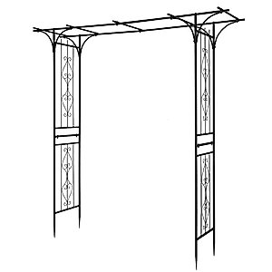 Outvita 7Ft Garden Arch Arbor, Steel Frame Stand Trellis, Arbour Archway for Wedding Ceremony Decoration Plant Climbing Rose Vines Lawn Courtyard Patio Black