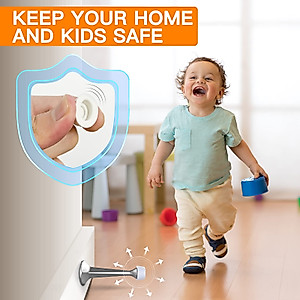 Door Stoppers for Bottom of Door - 6 Pack WINONLY Door Stops with Soft Rubber Tips Wall Protector Heavy Duty Solid Rigid Door Stoppers, Satin Nickel