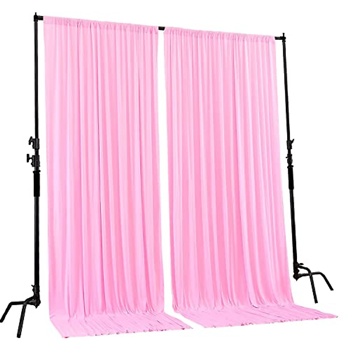 AK TRADING 10 feet x 10 feet Polyester Backdrop Drapes Curtains Panels with Rod Pockets - Wedding Ceremony Party Home Window Decorations - Pink (DRAPE-5x10-PINK), 5FT x 10FT