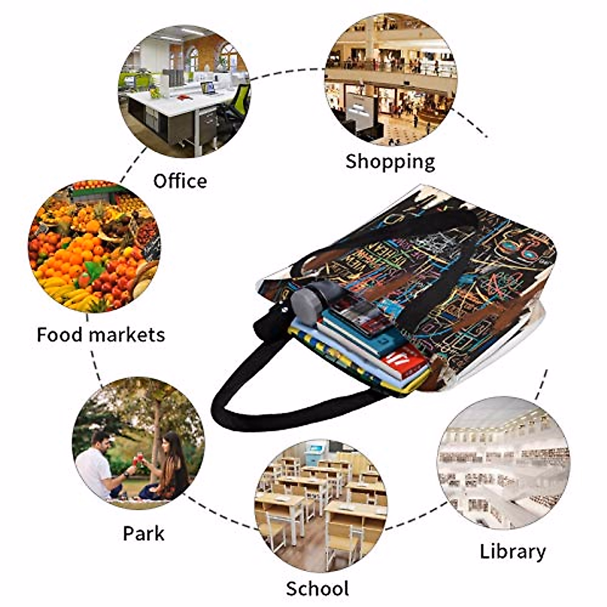 antcreptson Jean-Michel Basquiat Extra Large Canvas Market Beach Travel Reusable Grocery Shopping Tote Bag Portable Storage Handbags