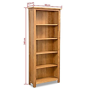 vidaXL 5-Tier Bookcase 23.6"x8.9"x55.1" Solid Oak Wood