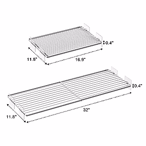 WEJIPP Closet Tension Shelves Organizer Expendable Cabinet Storage Shelving Rack Heavy Duty Wire Metal DIY Divider Separator for Cabinet Wardrobe Cupboard Pantry Kitchen Bedroom, 2packs