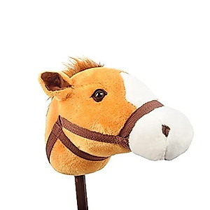 Linzy Plush Hobby Horse Stick Toy, Adjustable Telescopic Stick, Adjust to 3 Different Sizes, For Cowboy and Cowgirl of Different Ages, Light Brown