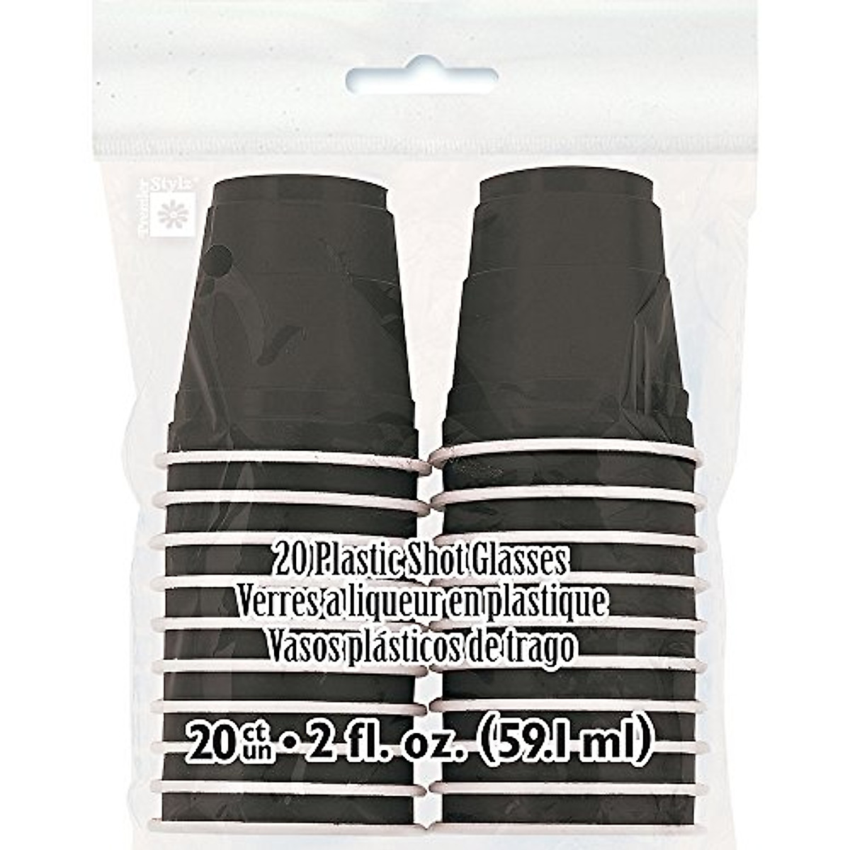Black Disposable Plastic Shot Glasses - 2oz, 20 Pieces - Perfect for Events and Celebrations