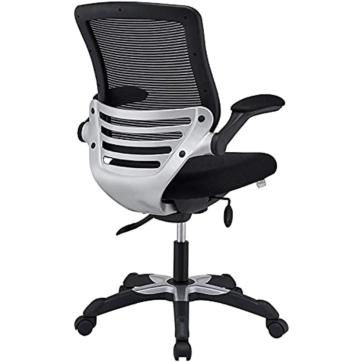 Modway Edge Mesh Back and Mesh Seat Office Chair In Black With Flip-Up Arms in Black