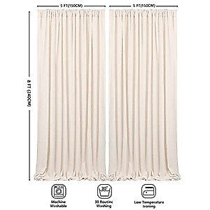 Backdrop Curtains Polyester Backdrop Curtain 2 Packs 5ftx8ft Ivory Backdrop Drapes for Cloth Ceremony Backdrop Fabric