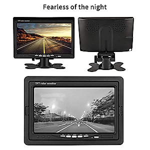 Backup Camera Monitor Kit Split Screen 7" LCD Reversing Monitor, 4 Rear Backup Camera for Trucks/Bus/Trailer/Campers, 170° Wide Angle, IP68 Waterproof, IR Night Vision, Hard-Wired RV Backup Camera