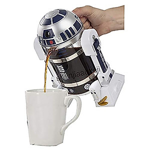 NBCDY Hand Coffee Machine, Creative Robot R2D2 Coffee Maker, Mini Stainless Steel Filter Coffee Maker, Home Insulation Pot Pressure Pot