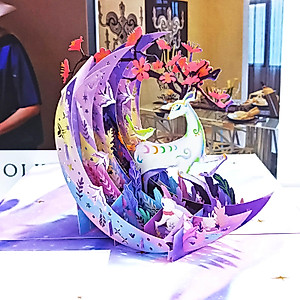 LINSINA Pop up Birthday Cards for Women Men Kids, Thank You Cards Greeting Cards,Anniversary Card, Birthday Day Gifts for Mom (purple)