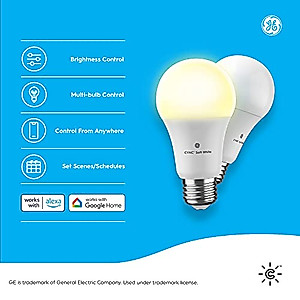 GE Lighting CYNC Smart LED Light Bulb, Soft White, Bluetooth and Wi-Fi Enabled, Alexa and Google Assistant Compatible (1 Pack), Packaging May Vary