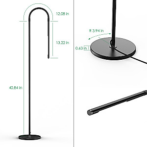 JOLY JOY LED Modern Floor Lamps, Flexible Gooseneck Standing Reading Light W/Stable Base, 4 Color & 5 Brightness Dimmer, Touch & Remote Control, for Living Room, Chair, Couch, Office Task (Black)