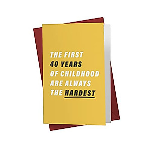 Happy 40th Birthday Card for Men Women, Funny 40th Birthday Cards for Husband Wife Dad Mom Brother Sister Friend, 40 Years Old Birthday Card, 40 Birthday Card with Envelope, Karto Yellow Childhood