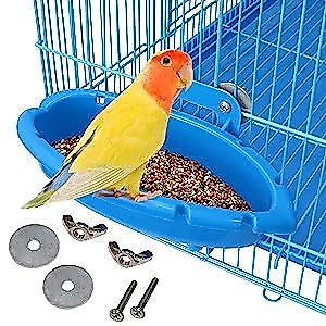 Bird Bath for Cage with 3 Balls Bird Tub Bowl Basin Hanging Birdbath Toy Pet Parrot Cage Budgie Accessories Shower Parakeet Cockatiel Water Shower Box Food Feeder Holder Tray Bird Cage Accessories