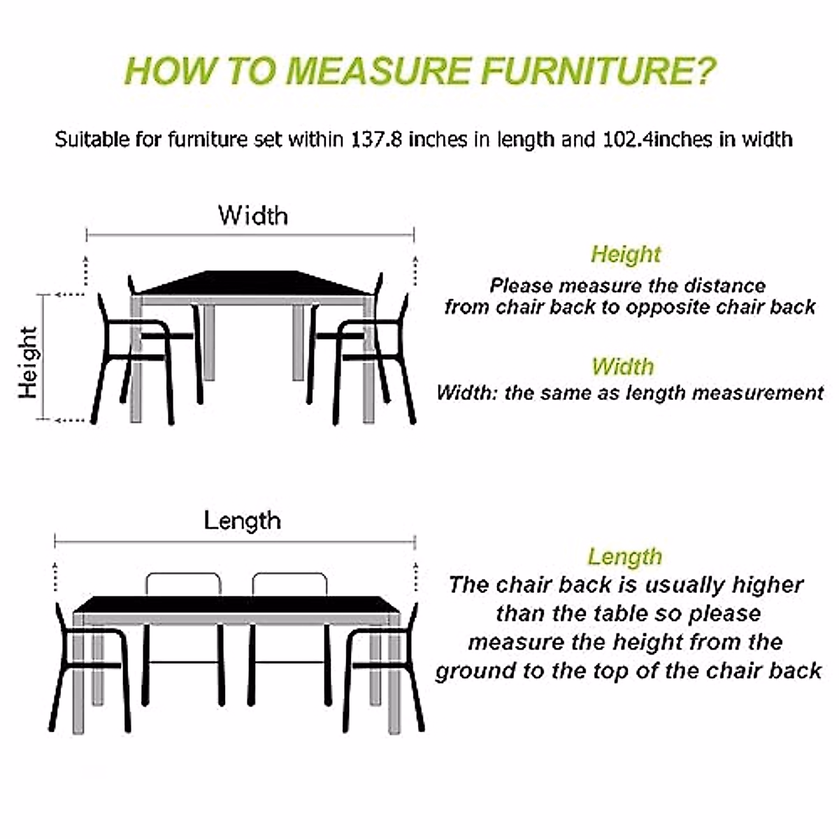 Outdoor Table and Chair Set Covers - Waterproof Patio Furniture Set Cover Sectional Sofa Set Covers for Rattan Table Chair Sofa Protective Cover(Black,205*104*71cm)