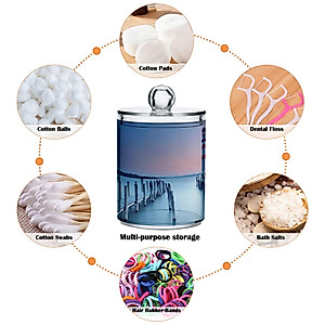 YEGAME 2 Pack Light Tower Qtip Holder Apothecary Jars with Lids, Clear Apothecary Jar Food Storage Container for Tea, Coffee, Cotton Balls, Dental Floss