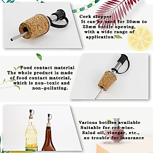 DOERDO 5pcs Stainless Steel Wine Pourers Wine Liquor Bottle Cork Stopper for Wine Olive Oil Coffee Syrup Vinegar Bottles