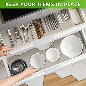 WochiTV Shelf Liner for Cabinets, Drawer 11.8 Inch x 10 Feet, Non Adhesive EVA Plastic Washable and Waterproof Mat for Kitchen, Pantry, Bathroom Closet, Cupboard, Drawer, Khaki