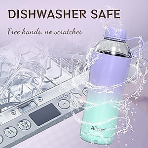 Allcho Insulated Water Bottle for Women, 18 oz Stainless Steel Water Bottles, Double Walled, 2 Lids (Chug & Tumbler) - Hydrate & Caffeinate, Gifts