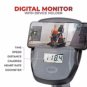 Sunny Health & Fitness Magnetic Recumbent Exercise Bike, Pulse Rate Monitoring, 300 lb Capacity, Digital Monitor and Quick Adjustable Seat | SF-RB4616S