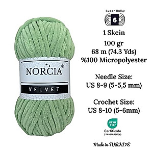 NORCIA Soft Velvet Yarn Chenille Yarn for Crocheting Super Bulky 100g (74.3 yds) Baby Blanket Yarn for Knitting Amigurumi Yarn Fancy Yarn for Crochet Weaving Craft
