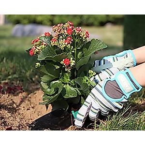 DULFINE High Performance Women Garden Gloves,Durable Synthetic Leather and Breathable Mesh Fabric for Every Beautiful Women and Her Lovely Garden.Excellent Grip (Large)