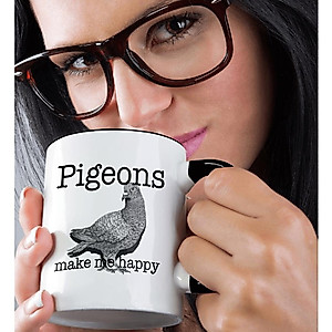 3dRose Pigeons make me happy Mug, 1 Count (Pack of 1), Black