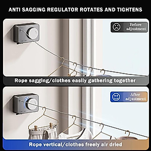 Usoway Retractable Clothesline, Balcony Anti-Sag Wire Clothesline, 304 Stainless Steel Heavy Duty Retractable Clothesline, 13.8ft Clothes Line Ropes,Easy to Install (Green)