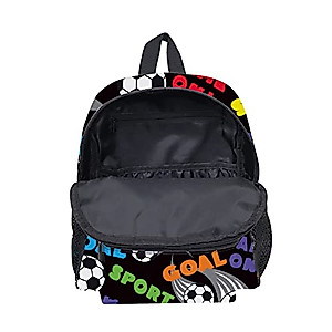 Football Soccer Black Backpack Toddler Girls Boys Preschool School Bag Travel Daypack for Primary Children Students Kids