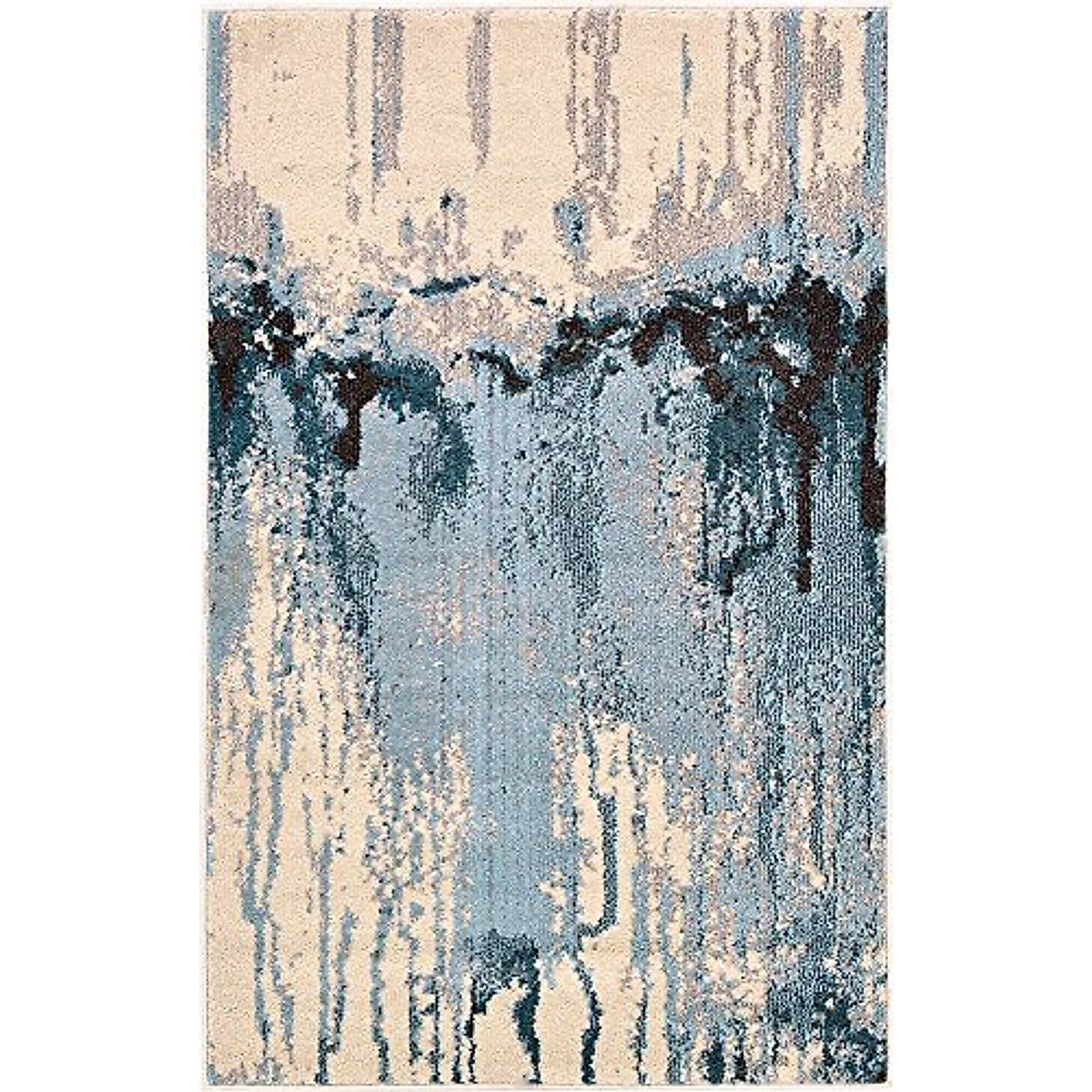 Unique Loom Estrella Collection Modern, Abstract, Watercolor, Contemporary Area Rug, 3 ft 3 in x 5 ft 3 in, Light Blue/Beige