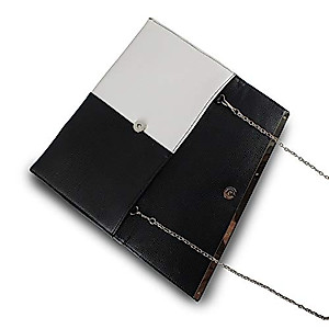 KEENICI Womens PU Leather Envelope Clutch Bag for Women Evening Handbags Shoulder Bags (Black and White)