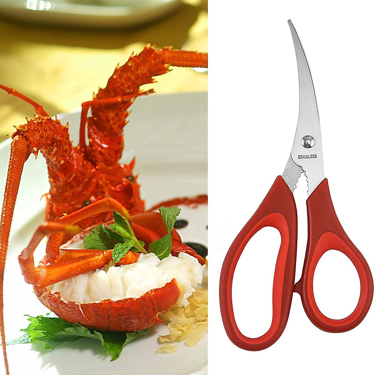 1Pc Seafood Scissors, Multifunctional Lobster Scissors Tool,Shrimp Pliers, Shrimp Cracker Crab Leg Shears Shell Cracker Crayfish Scissors Fish Scissors