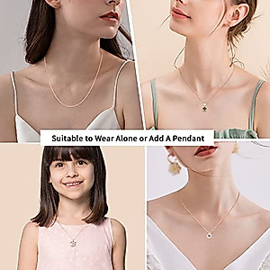 Jewlpire 925 Sterling Silver Chain Necklace for Women Girls, 1.3mm Cable Chain Rose Gold Chain Shiny & Sturdy Women's Chain Necklaces, 18 Inch