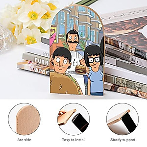 Bobs-Burgers Bookends Home Desks Decorative Book Divider Bookshelves Office Book Stand Wood 2 Pieces