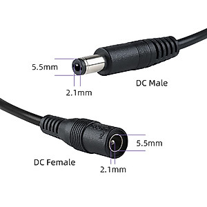 Sqlszt DC Power Adapter Extension Cable 100 feet 12V Power Adapter Extension Cable 2.1mm x 5.5mm Compatible with DC Adapter Cord Fit for CCTV Security Camera Wireless IP Camera Standalone DVR Black