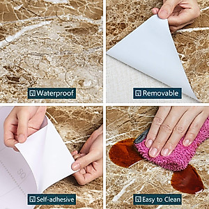 VEELIKE Brown Marble Contact Paper Peel and Stick Countertop Granite Wallpaper for Kitchen Cabinet Vinyl Waterproof Self Adhesive Removable Wall Paper Decorative for Home Decor 15.8"x118"
