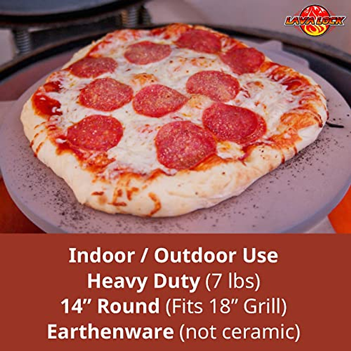 Pizza Baking Stone EXTRA THICK 9/16" x 14 in round Large Big Green Egg BGE genuine earthenware by LavaLock (not BGE brand)