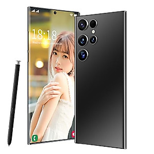 VSMOX S23Ultra Smartphones 5G, Android 13.0 Mobile Phones SIM Free, 8GB RAM 256GB ROM, 6800mAh Battery, 32MP 64MP Phone with Headphones and 128GB Card,Black-8GB~256GB