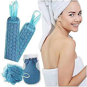 HEIMEABI Exfoliating Back for Shower,Bath Shower Set, 3pcs in A Pack,Deep Clean and Skin Car Must Haves for Teen Girls (C, One Size)